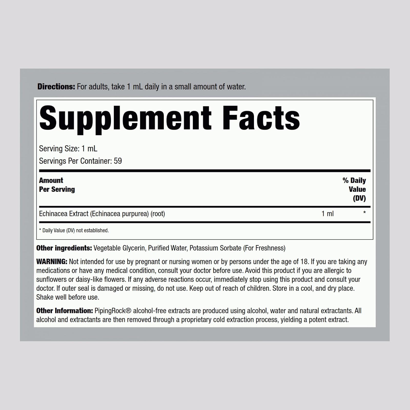 Piping Rock echinacea drops for wellness