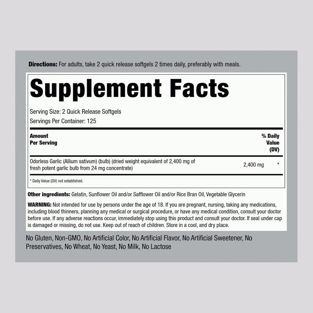 Piping Rock garlic supplement benefits