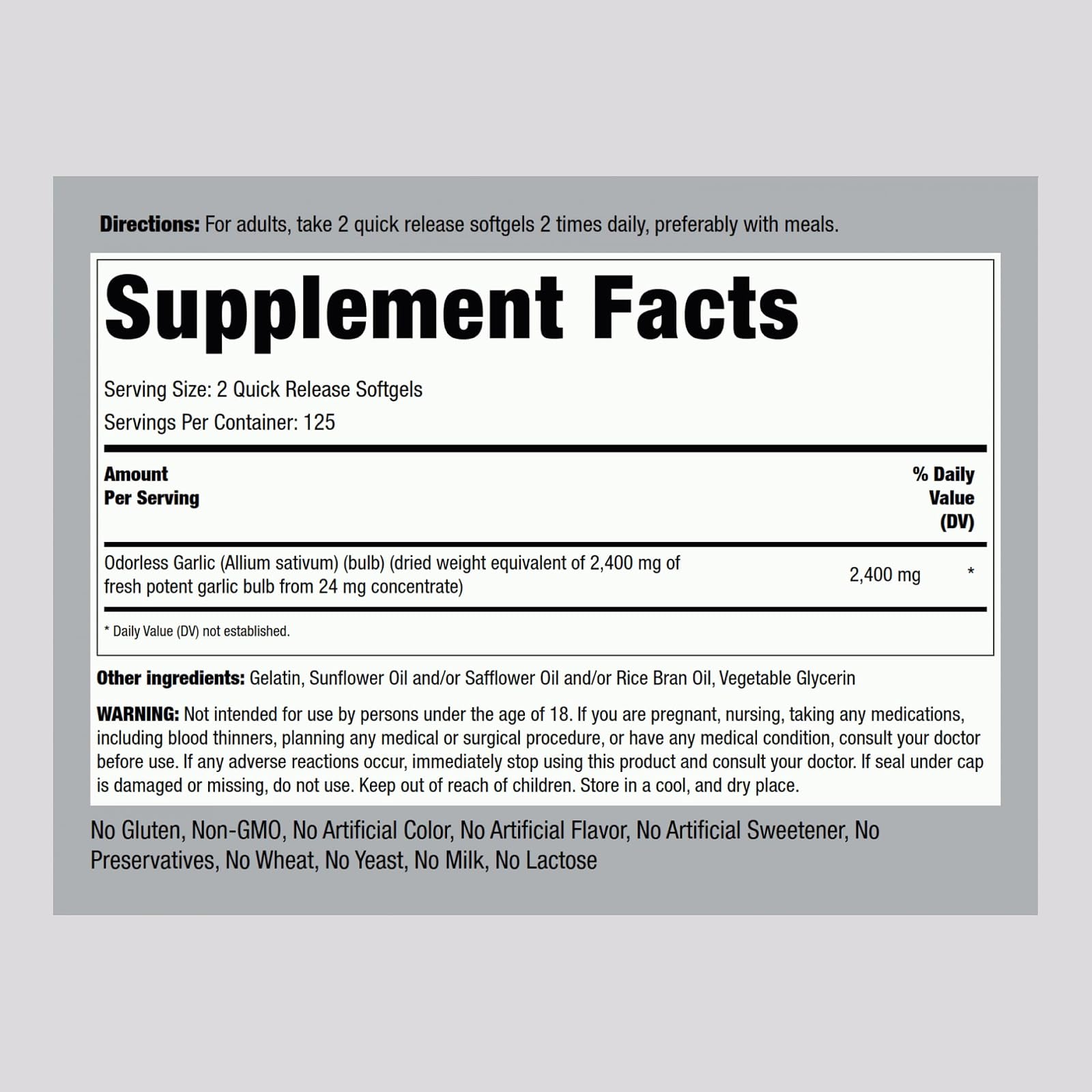 Piping Rock garlic supplement benefits
