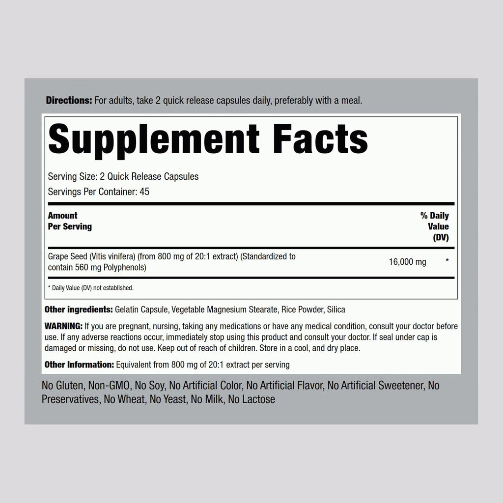 Piping Rock grape seed extract capsules