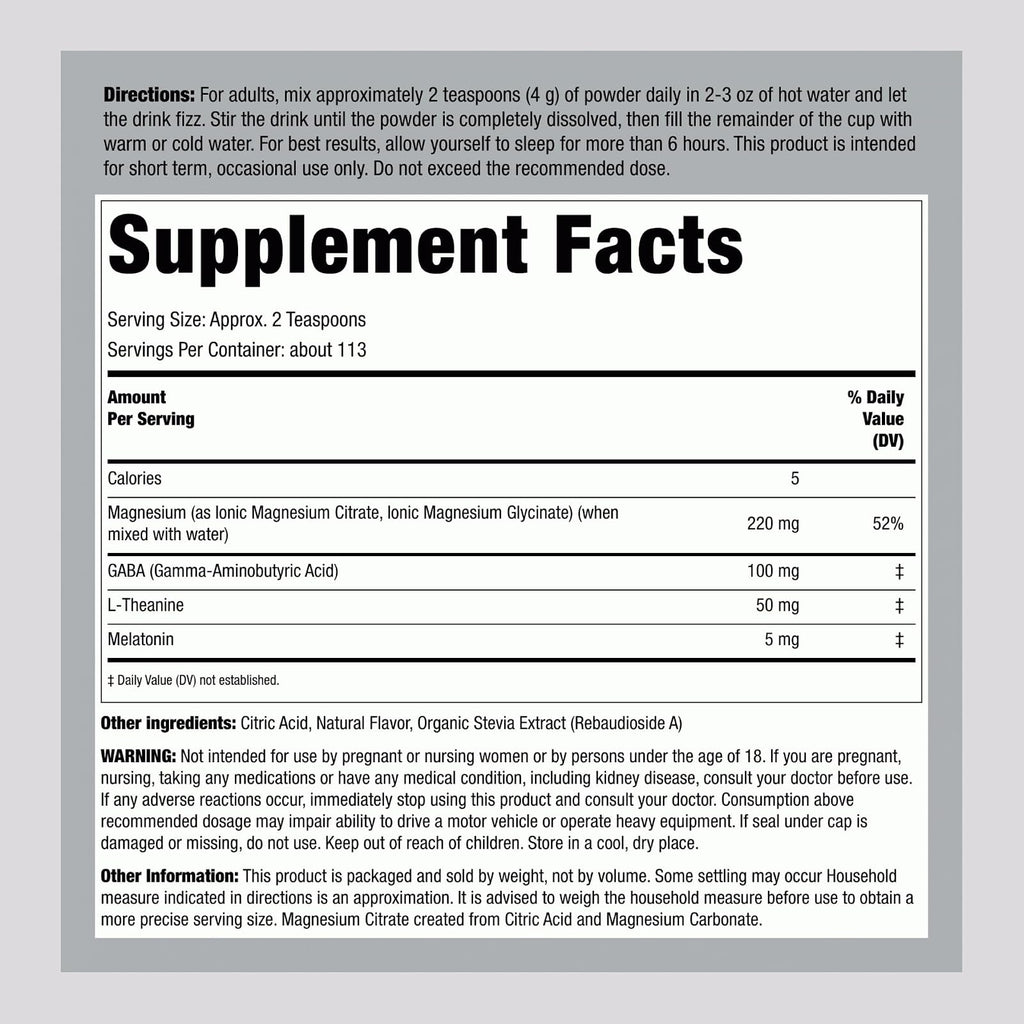 Piping Rock magnesium powder for relaxation