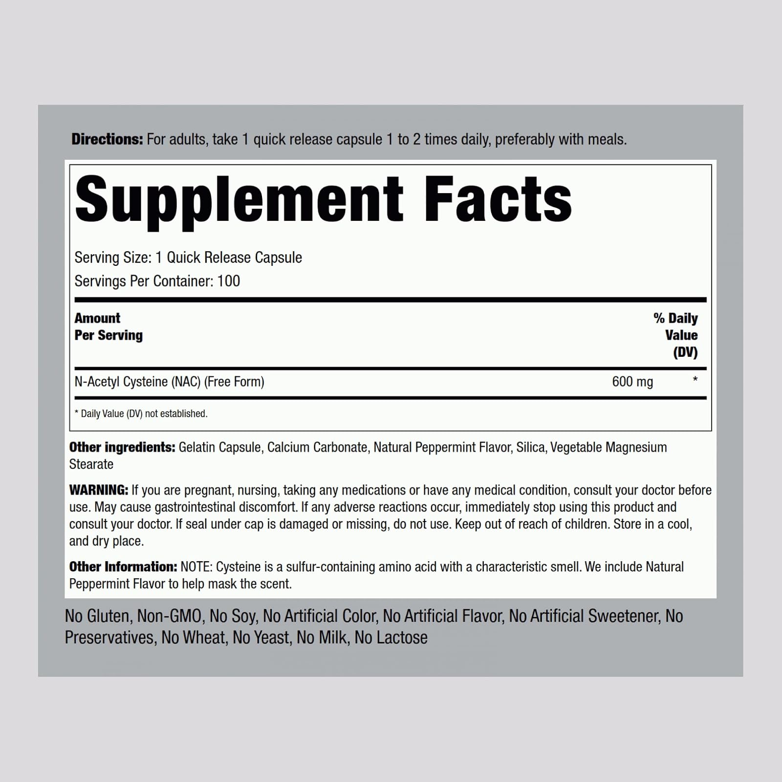 Piping Rock N-Acetyl Cysteine benefits