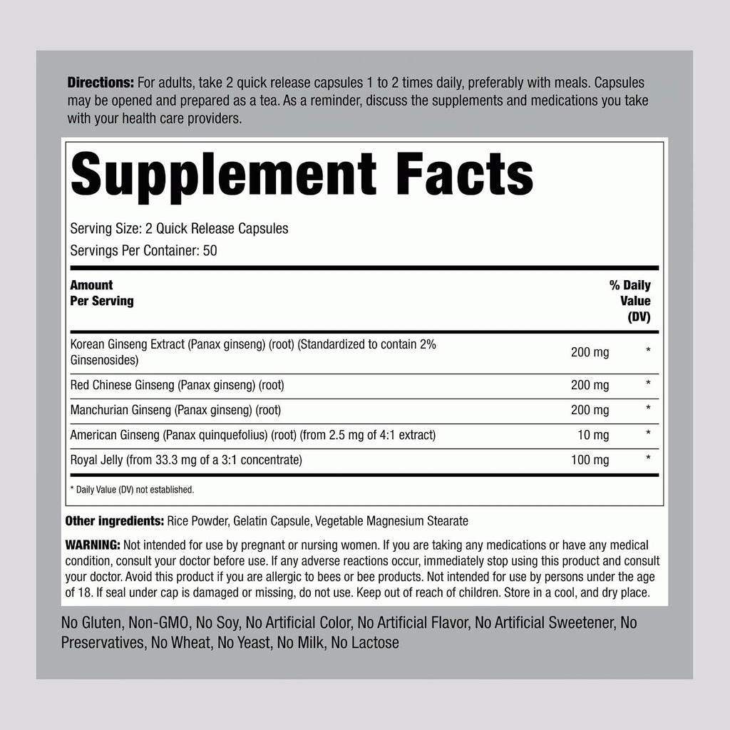 Piping Rock panax ginseng benefits