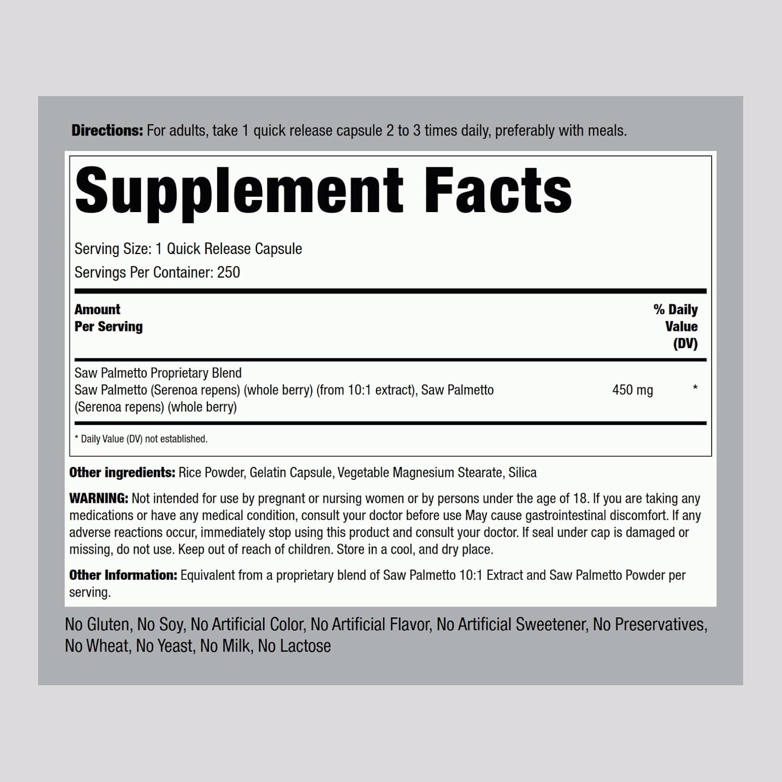 Piping Rock saw palmetto extract benefits