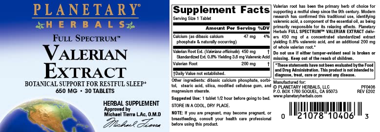 Planetary Herbals Valerian for calming effects