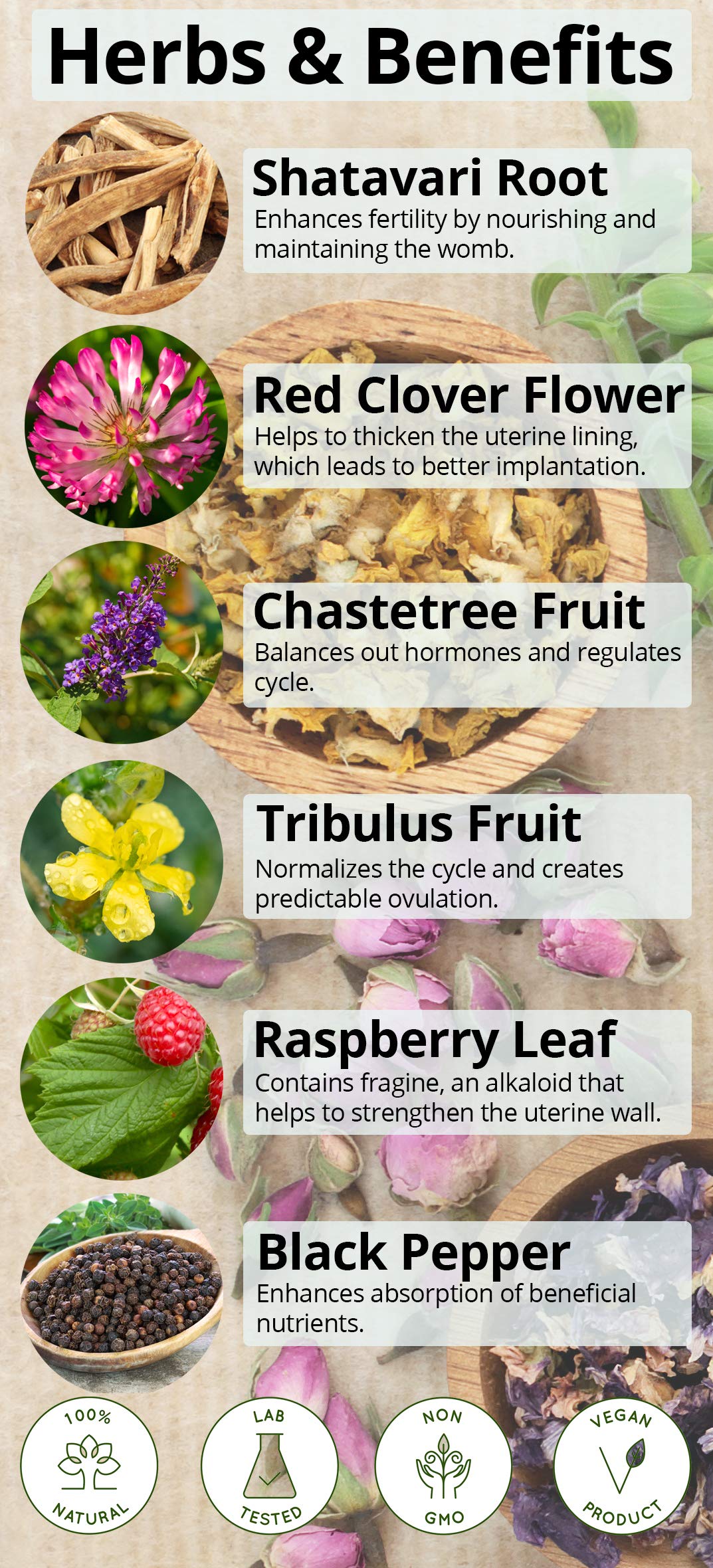 plant-based fertility support with red clover