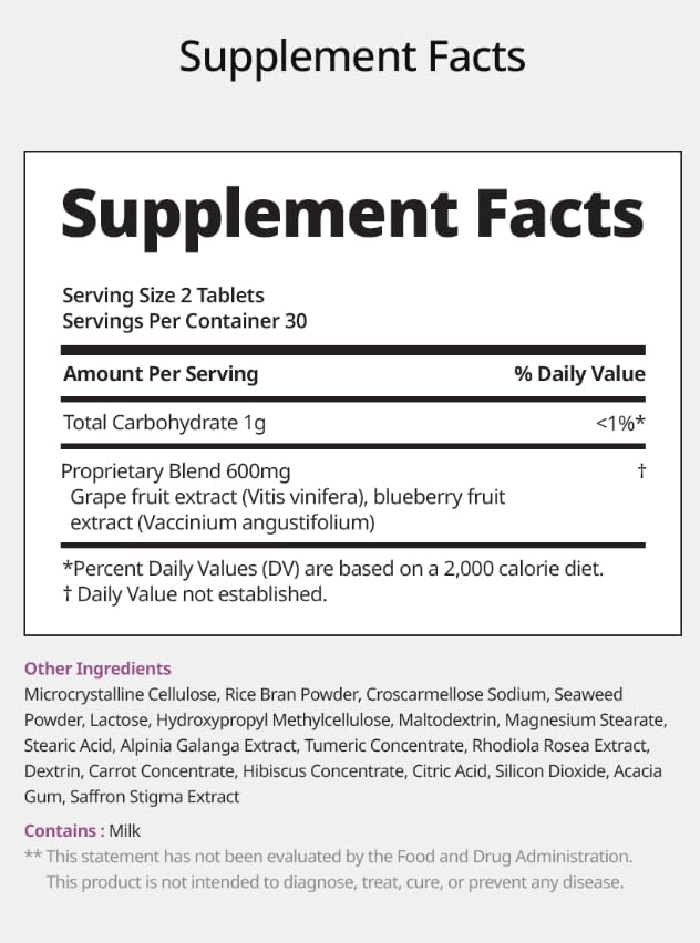 plant-derived grape seed extract tabs