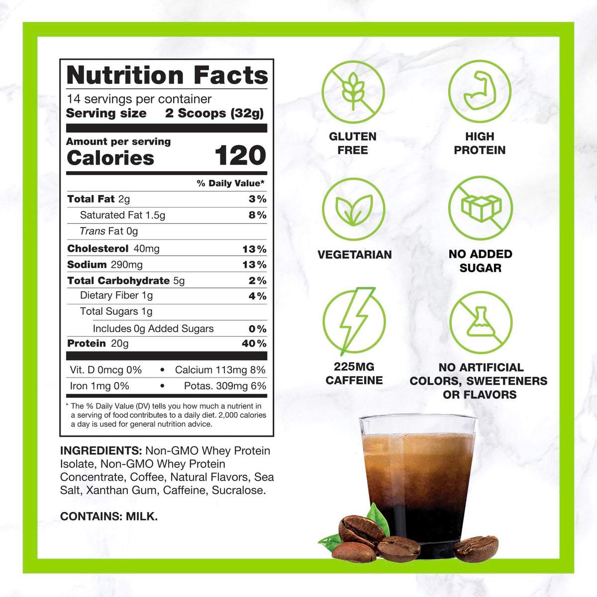 plant protein espresso iced drink