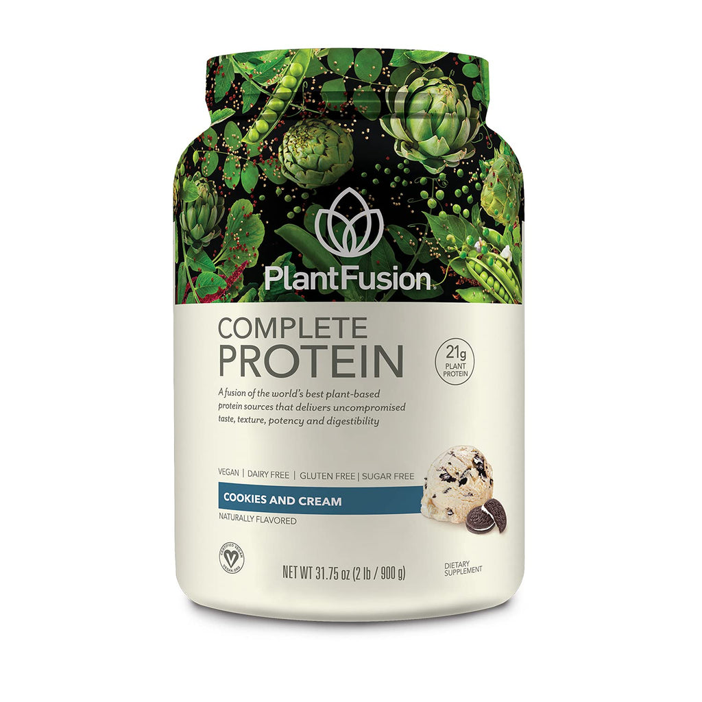 PlantFusion vegan protein powder cookies and cream
