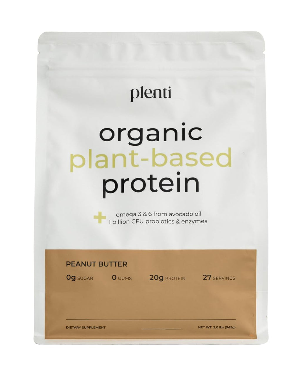 plenti organic peanut butter protein powder