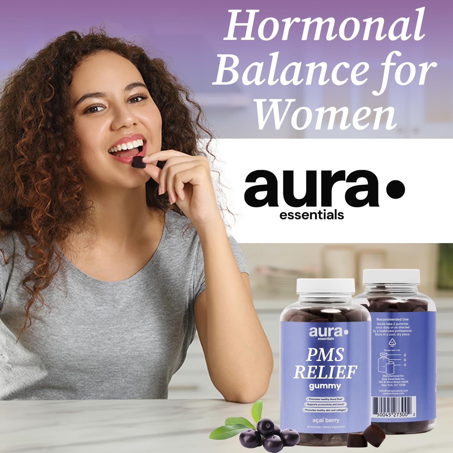 PMS support gummies with acai berry