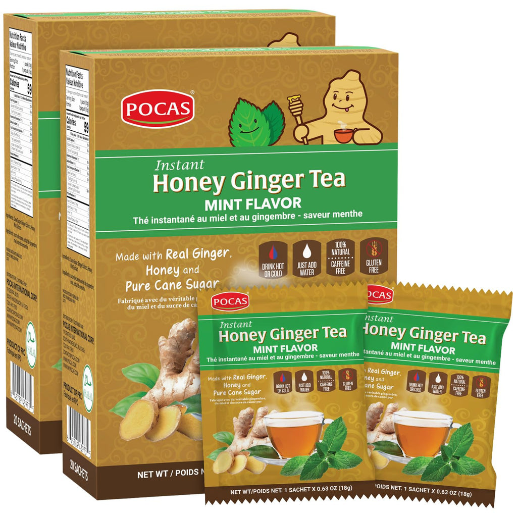 Pocas honey ginger herbal tea packets