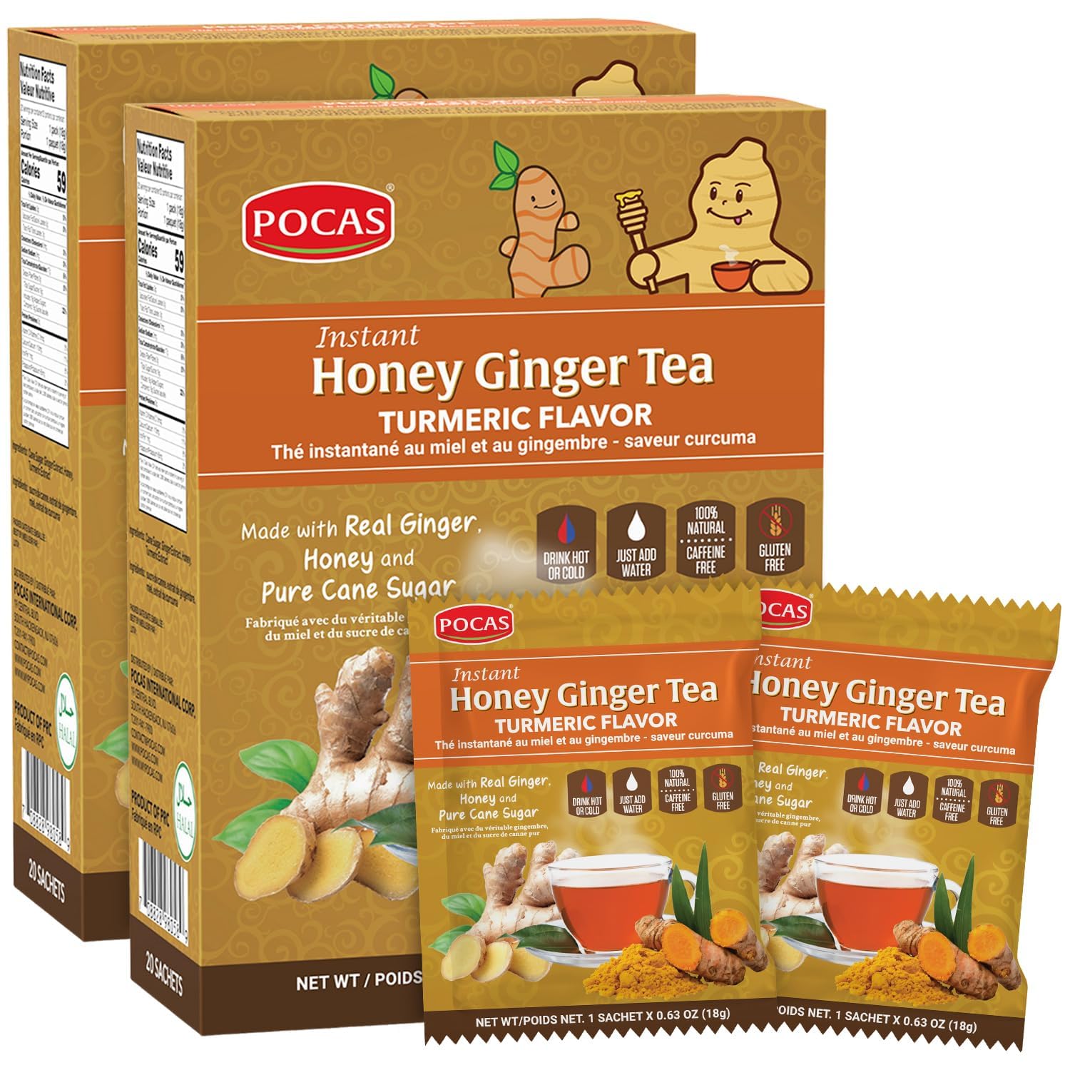 Pocas honey ginger instant tea packets