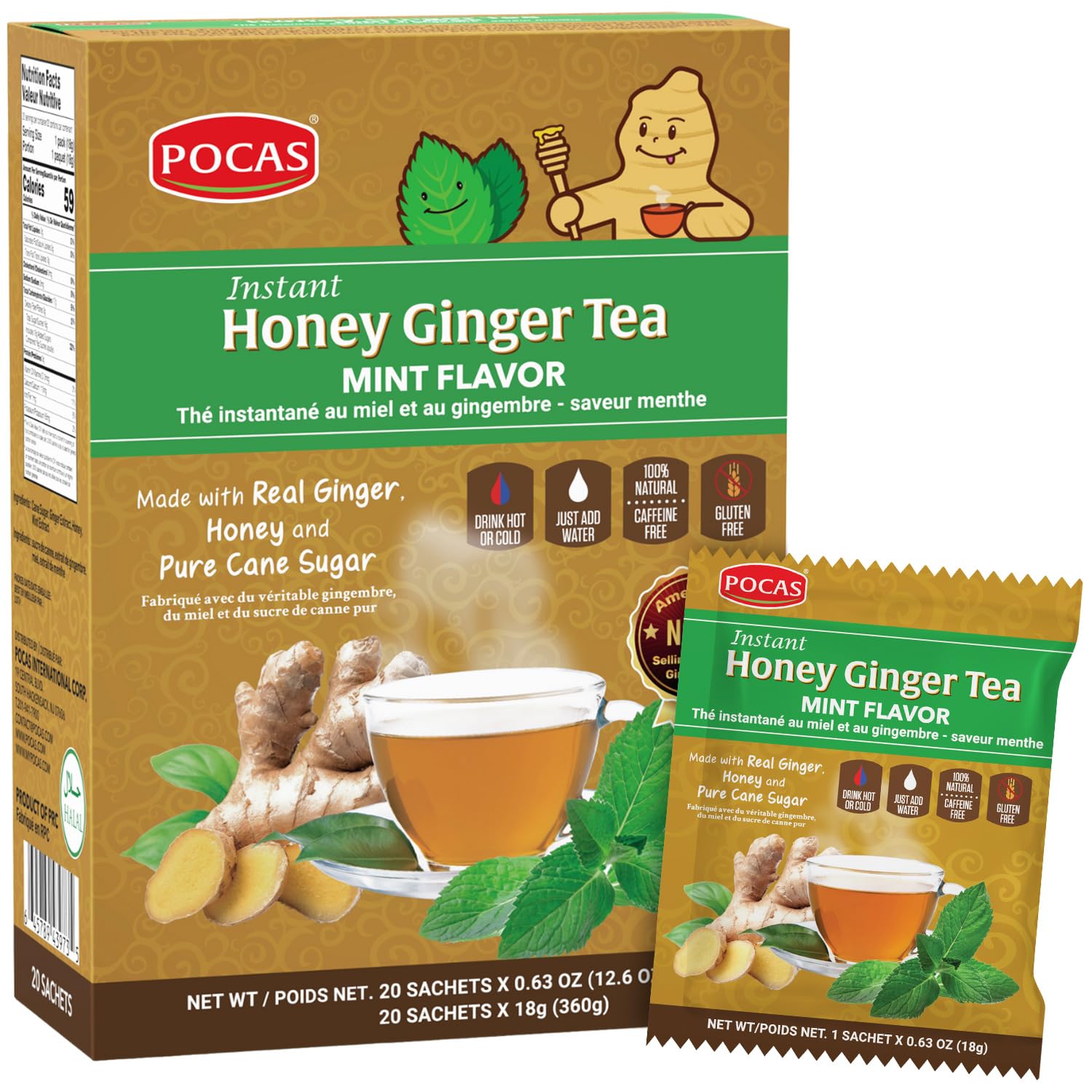Pocas honey ginger instant tea
