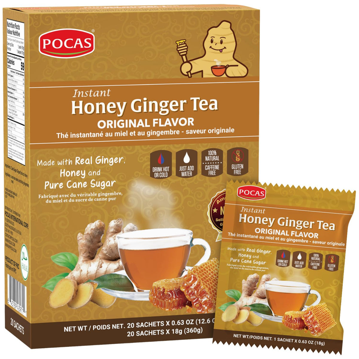 Pocas honey ginger tea instant powder