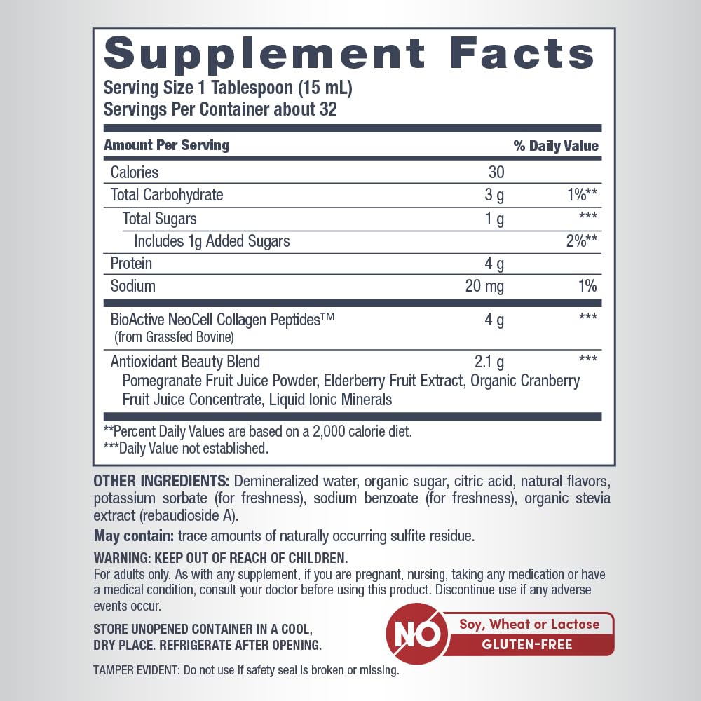 Pomegranate flavour collagen peptides drink