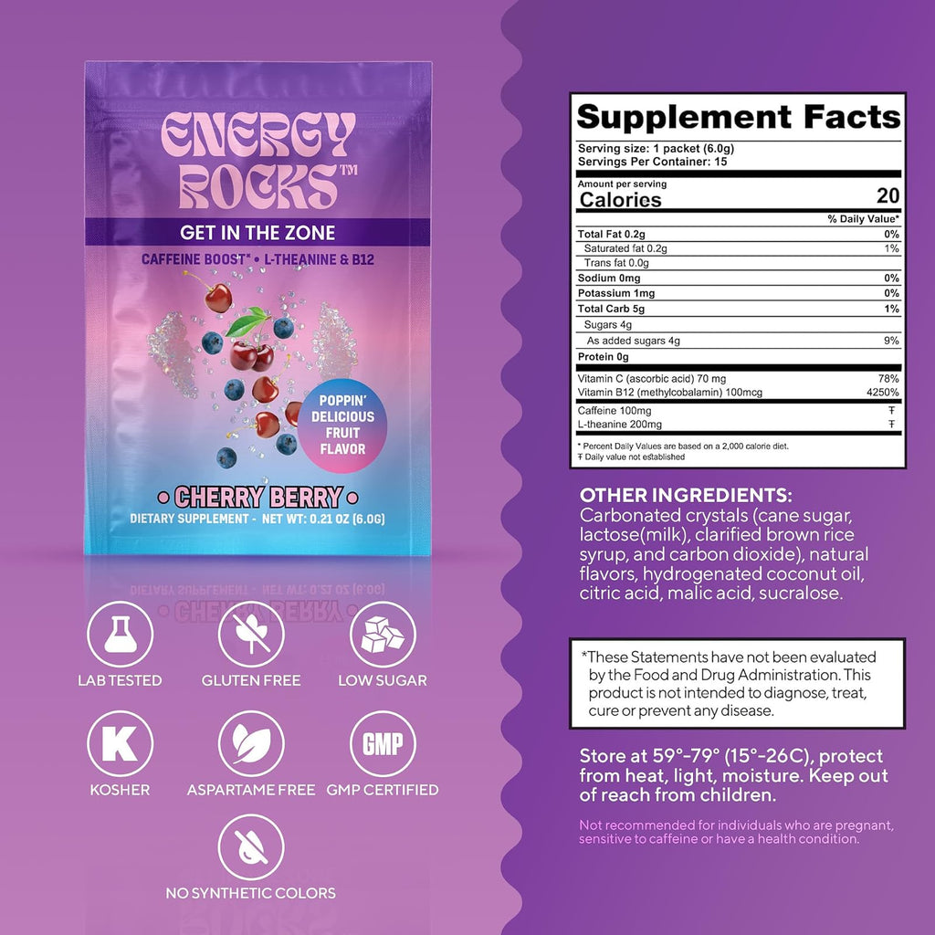 Popping energy candy for sports nutrition