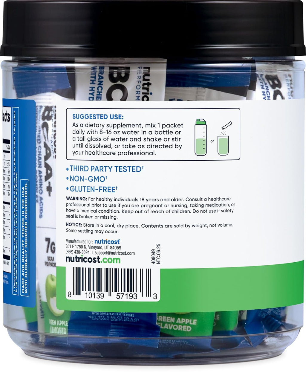 Portable BCAA hydration packets