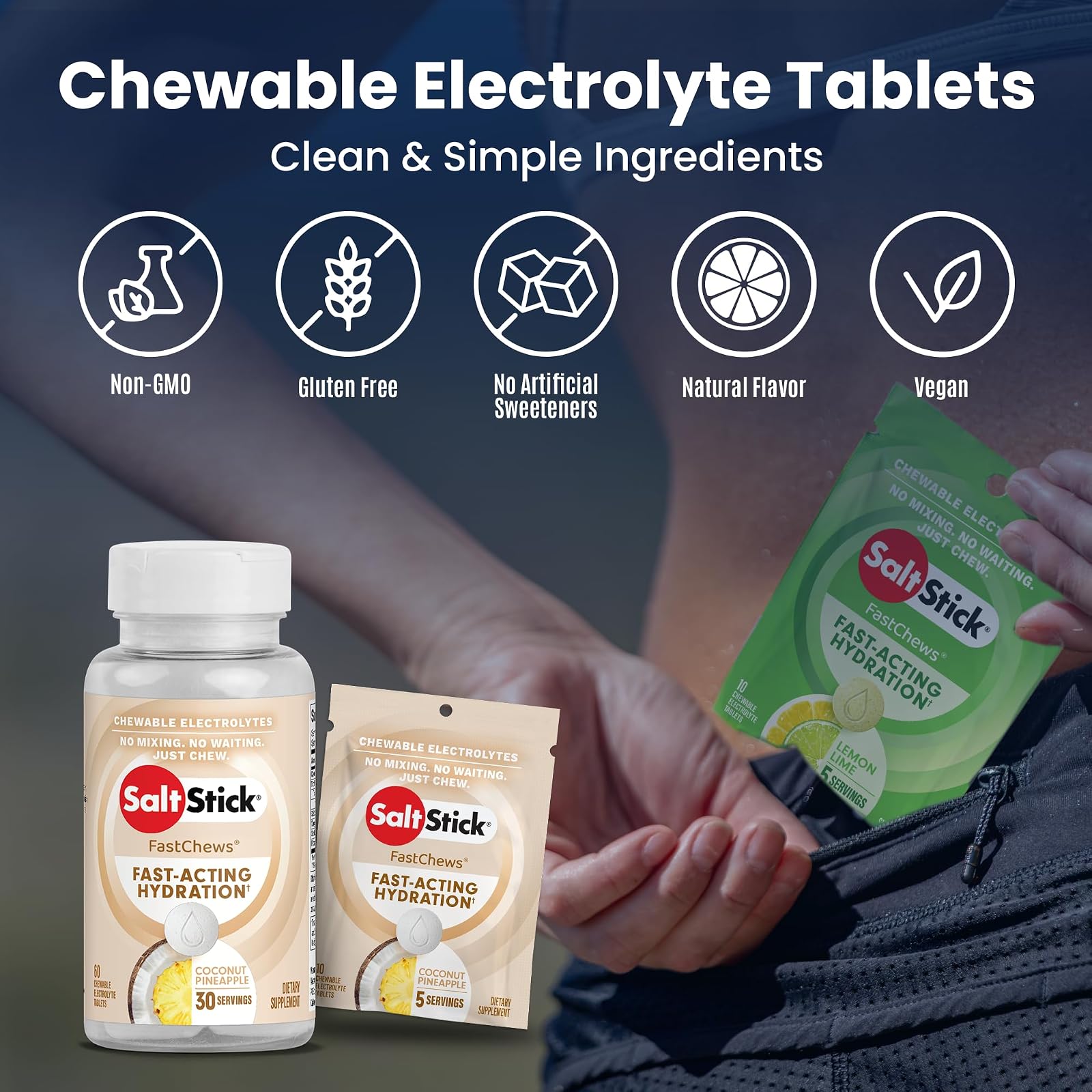 Portable electrolyte fastchews for workouts