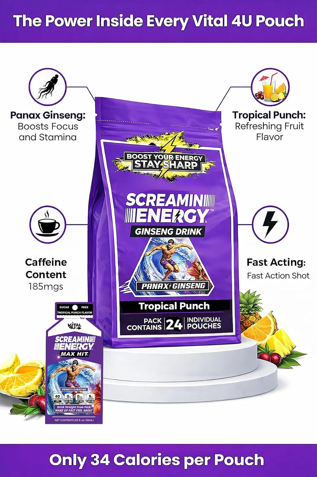 Portable energy shots for workouts