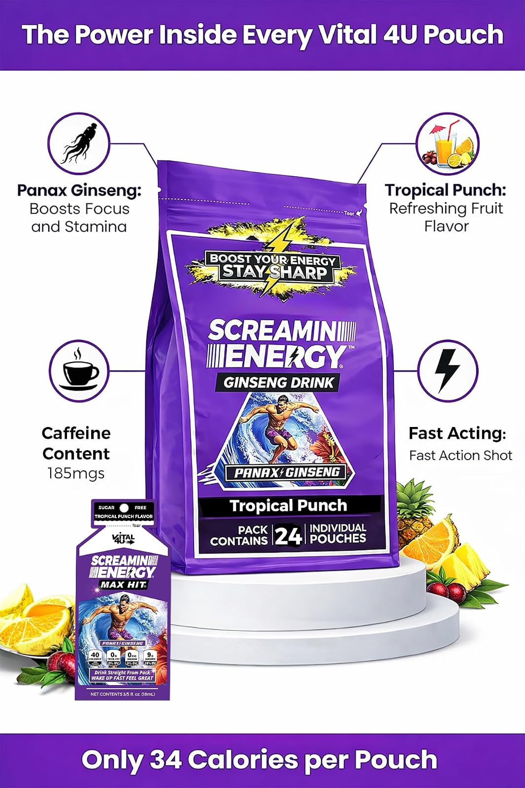 Portable energy shots for workouts