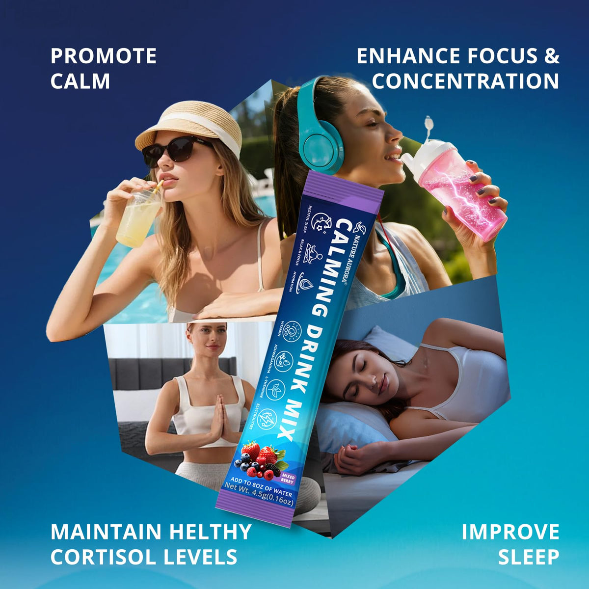 Portable magnesium drink mix packets