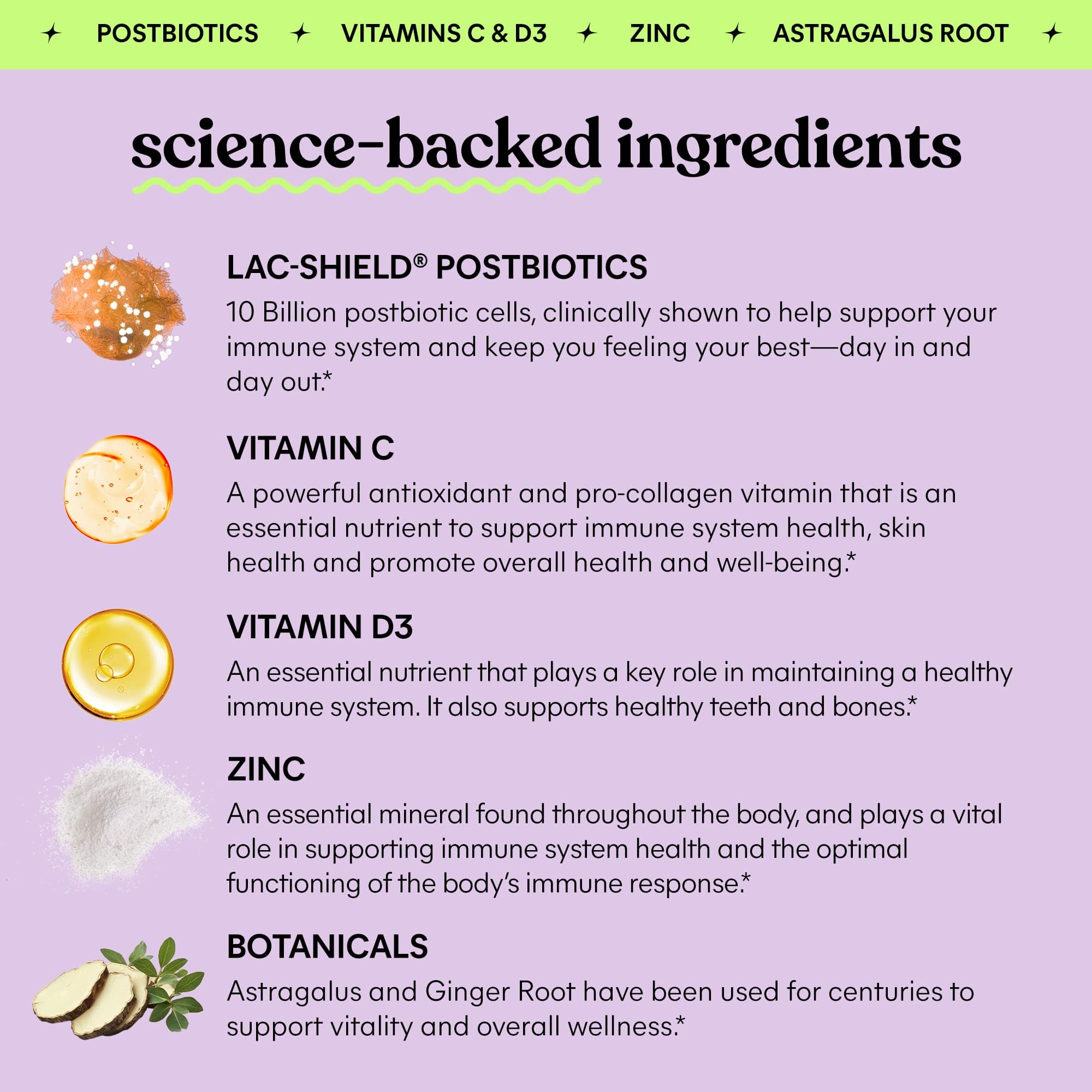Postbiotic formula with zinc and Vitamin D