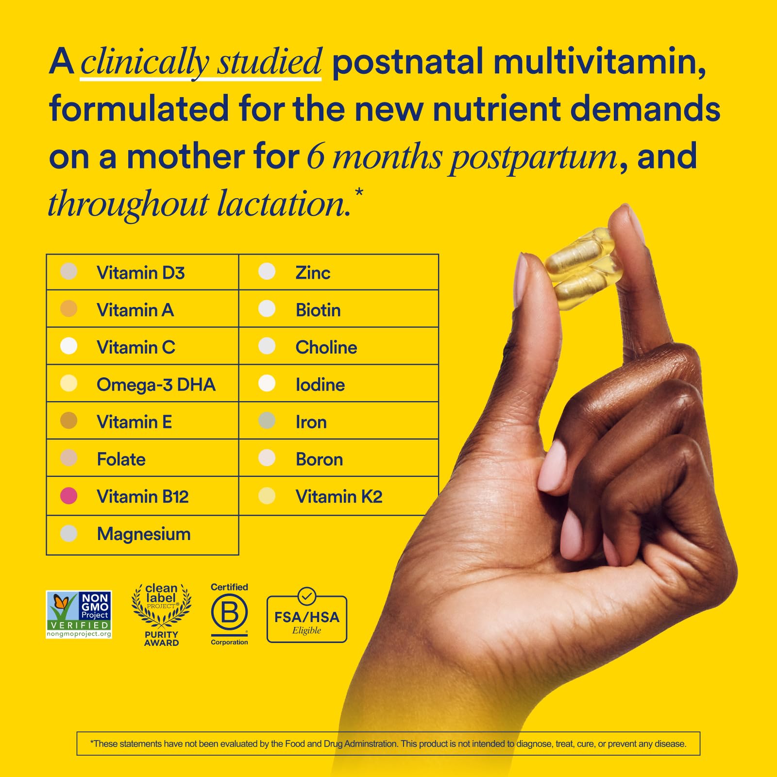 Postnatal multivitamin with essential nutrients