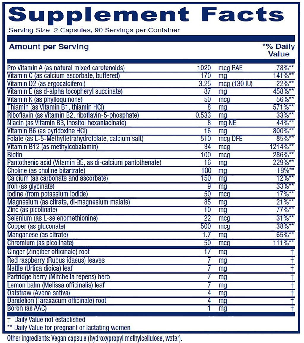 postnatal multivitamins with essential nutrients