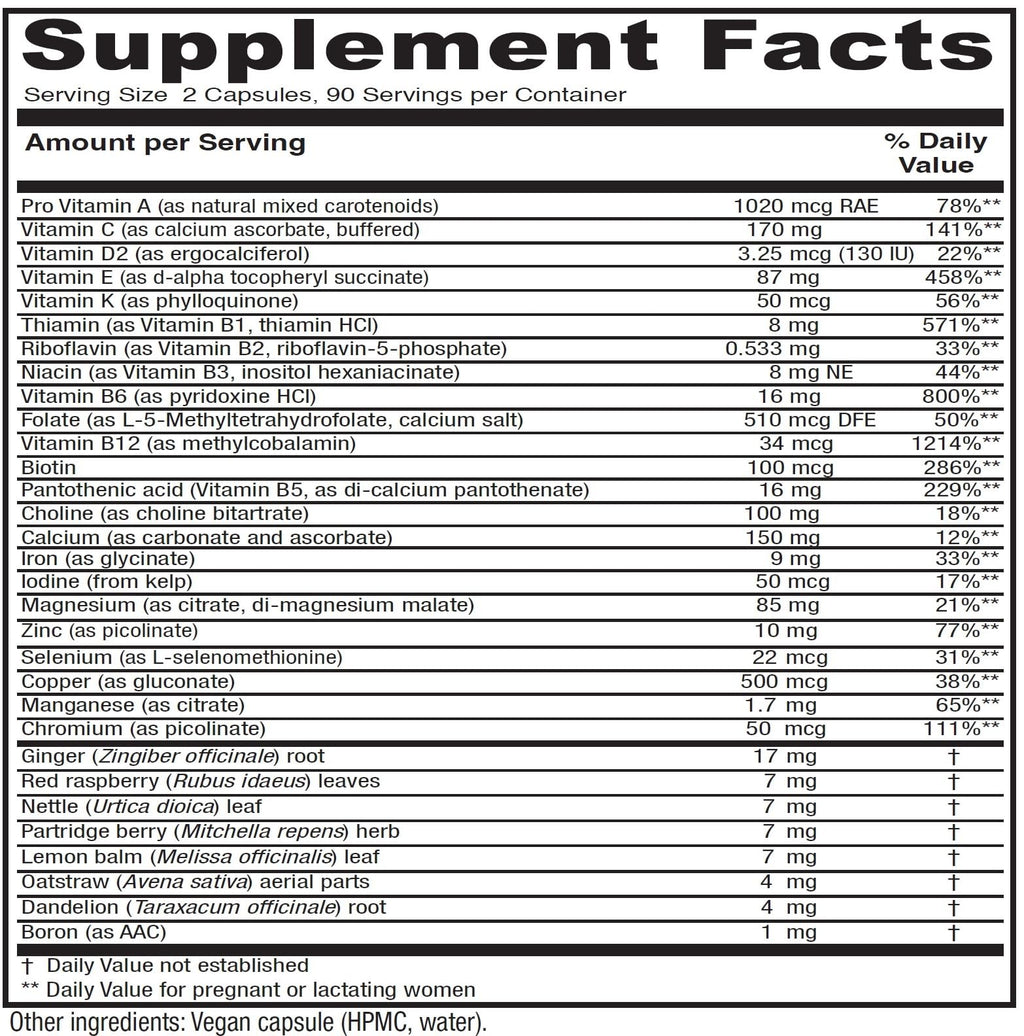 postnatal support with multivitamins