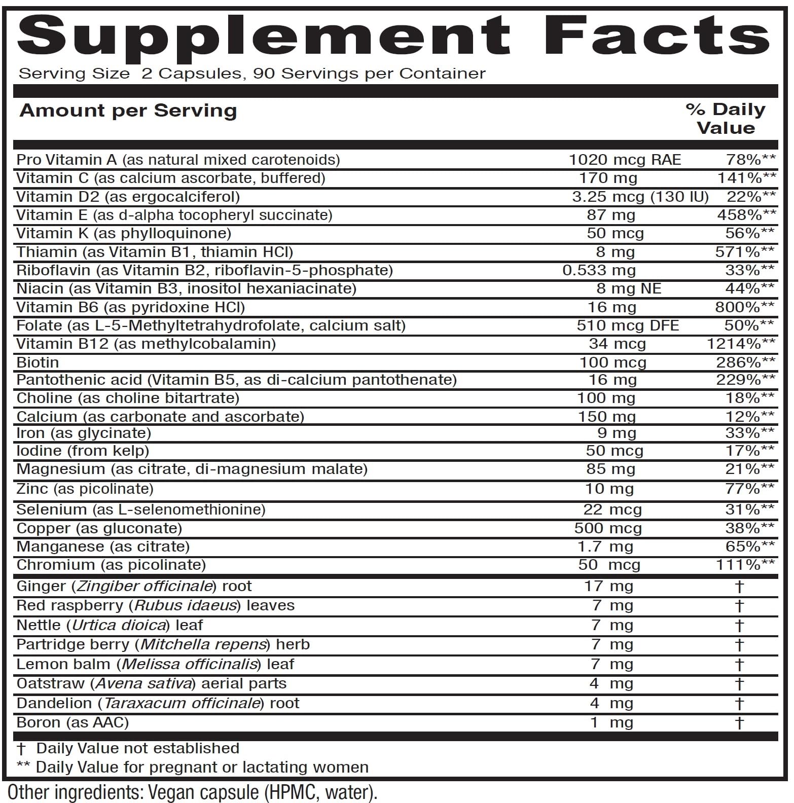 postnatal support with multivitamins