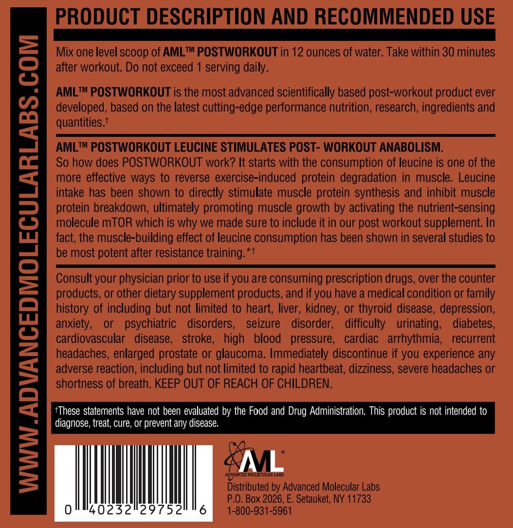 Postworkout powder for enhanced performance