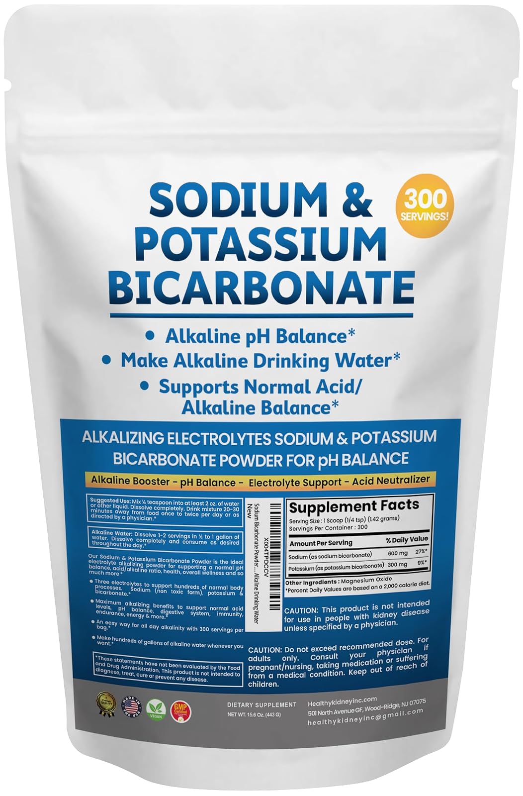 potassium bicarbonate pH balance powder