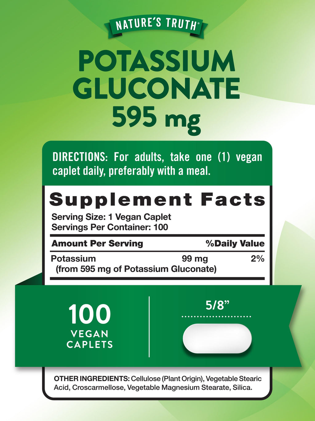 Potassium gluconate for maintaining levels