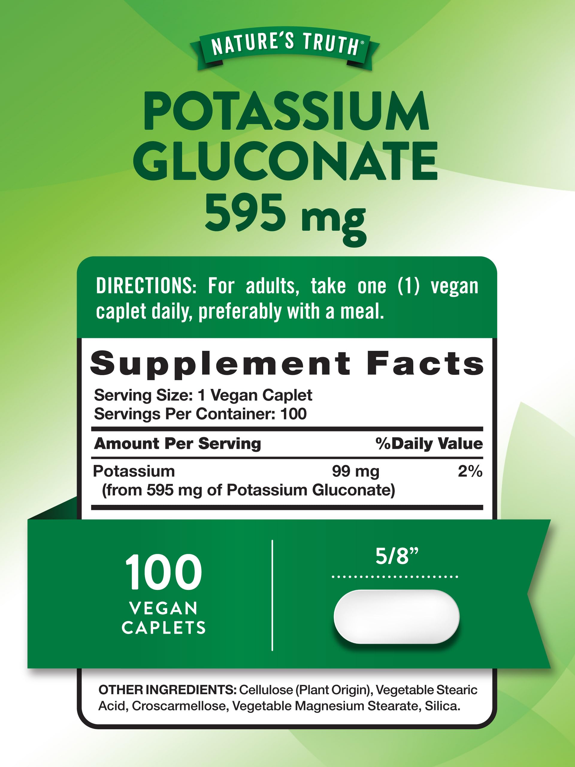 Potassium gluconate for maintaining levels