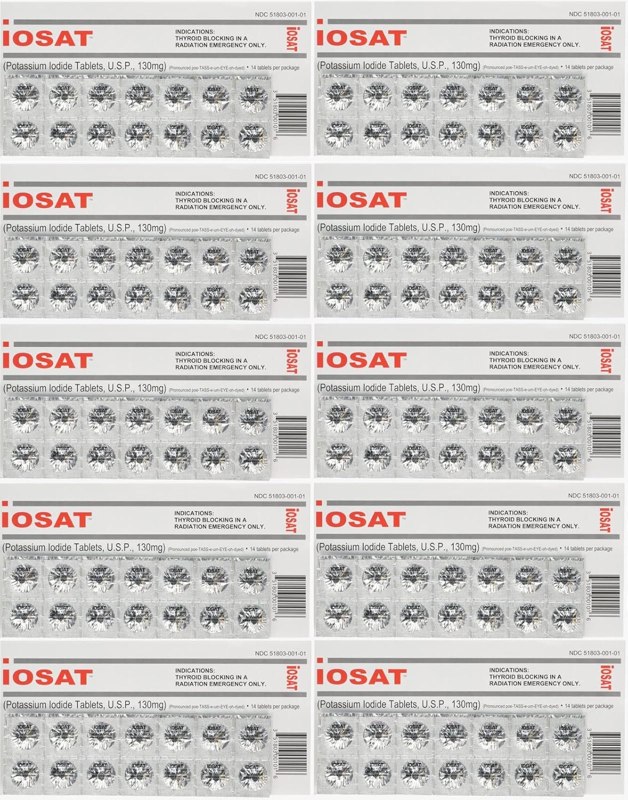 Potassium iodide 130 mg tablets