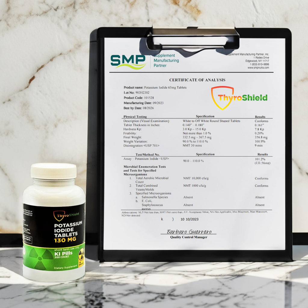 Potassium iodide tablets for nuclear safety