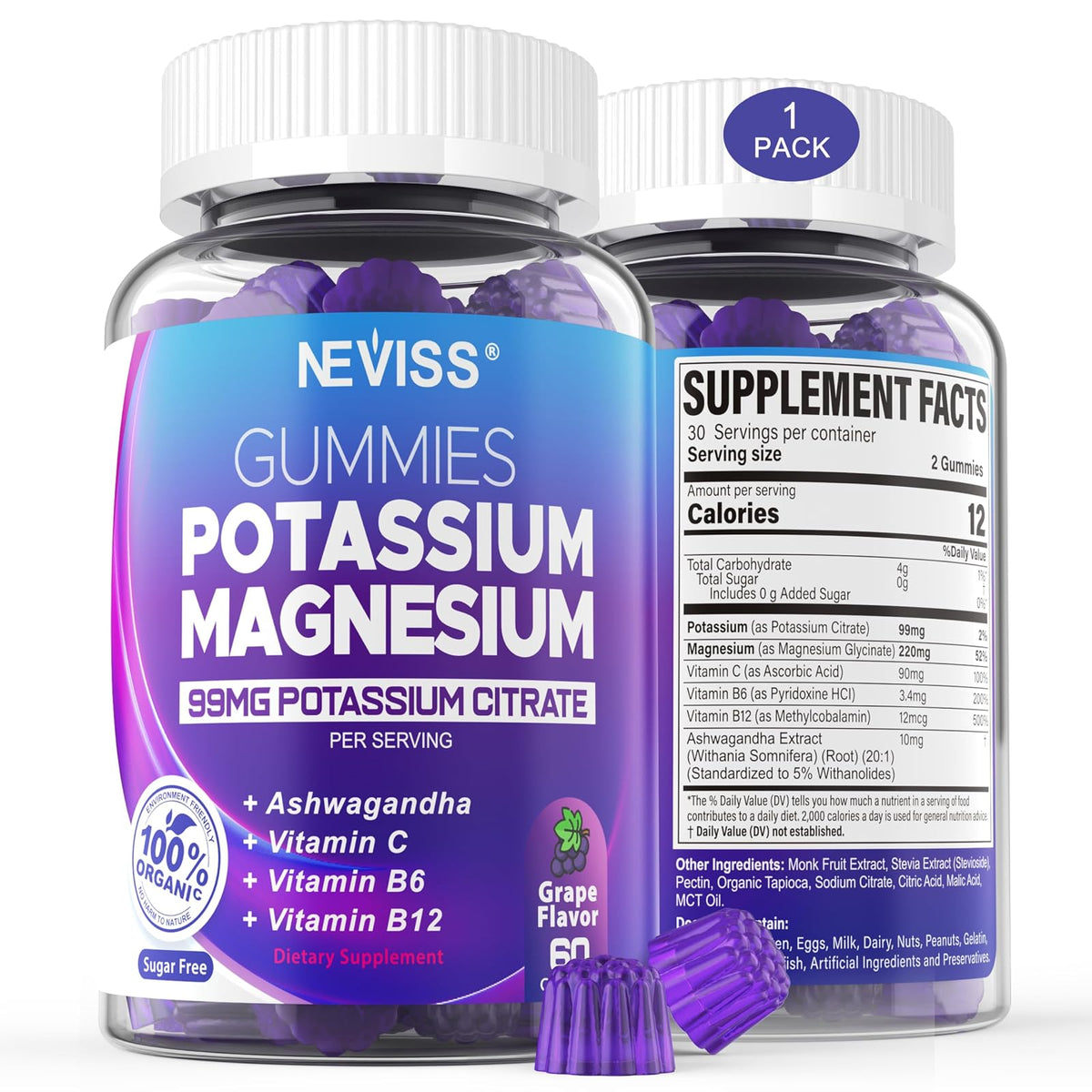 Potassium magnesium gummies for relaxation