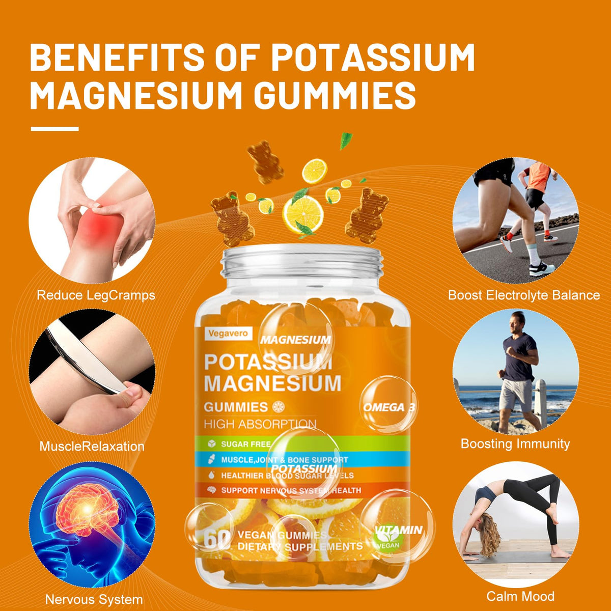 Potassium magnesium gummies for stress relief