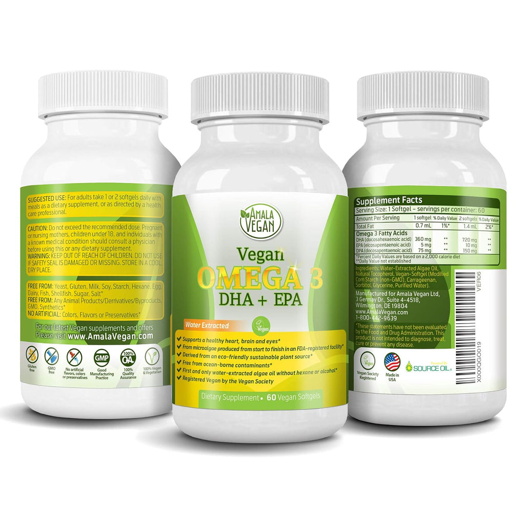 Potent vegan omega 3 softgels