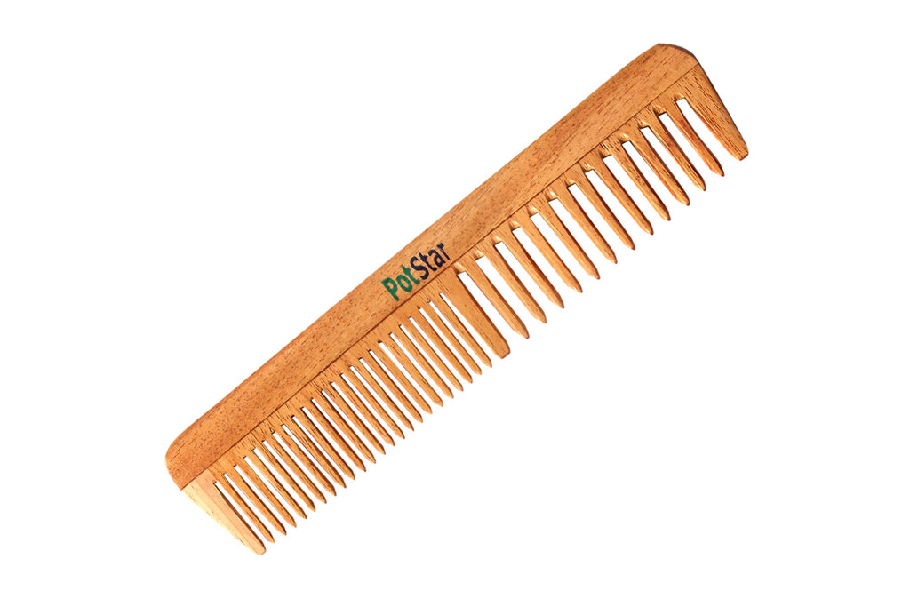 PotStar neem wood hair comb