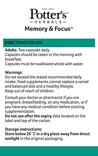 Potter's Herbals Memory for improved mental performance