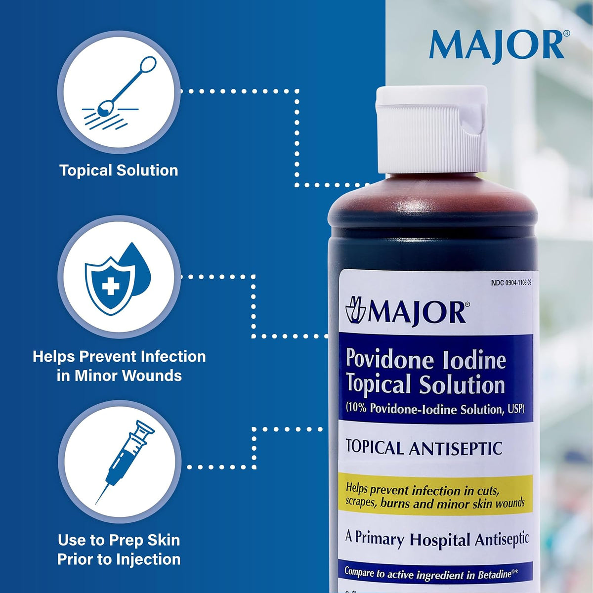 Povidone-Iodine solution for minor cuts