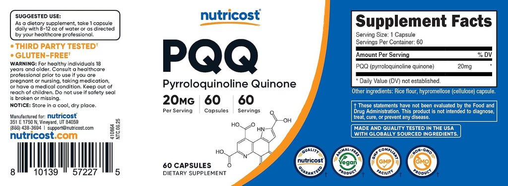 PQQ 20 mg for antioxidant protection