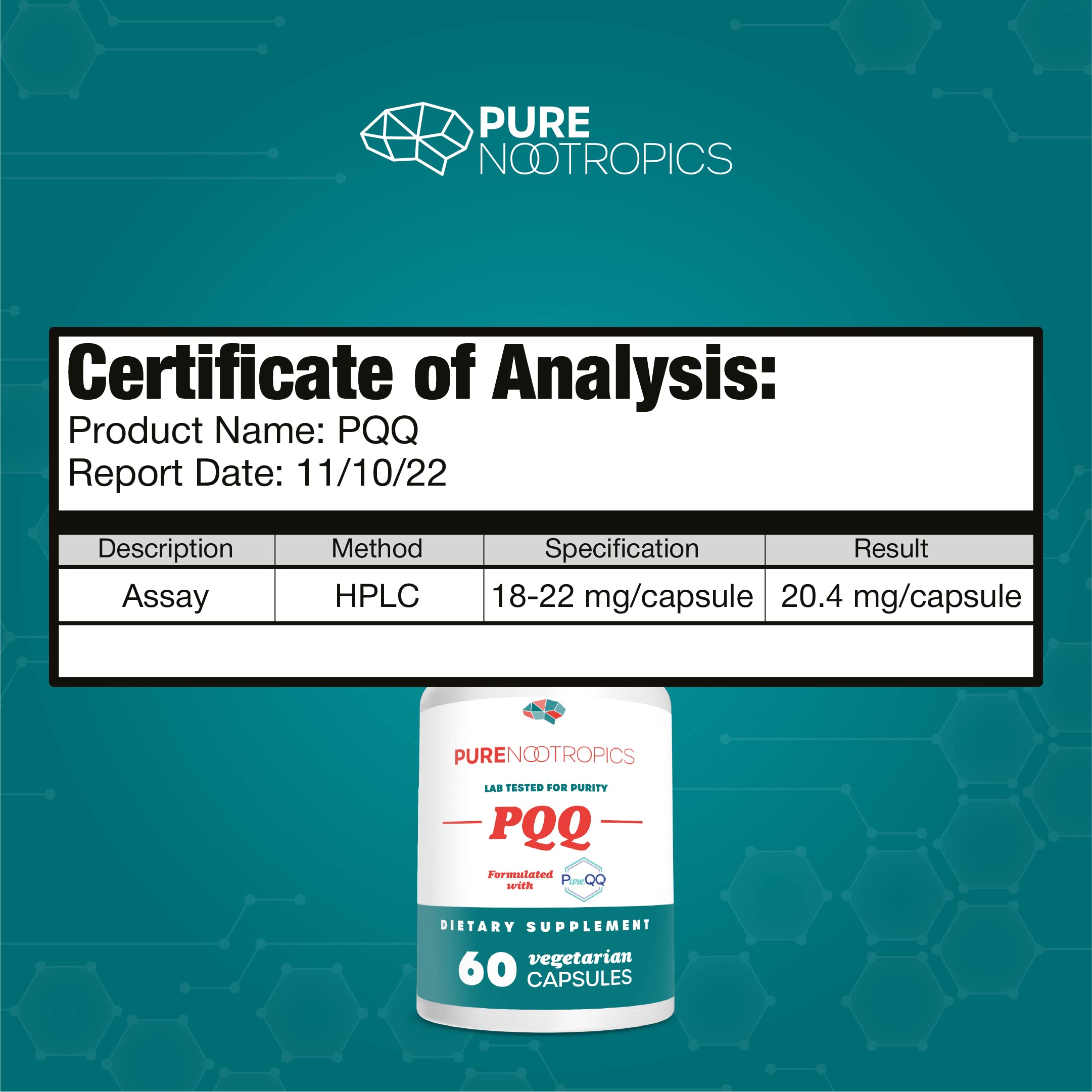 PQQ capsules for healthy aging