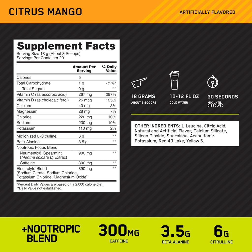 Pre-workout powder for enhanced performance