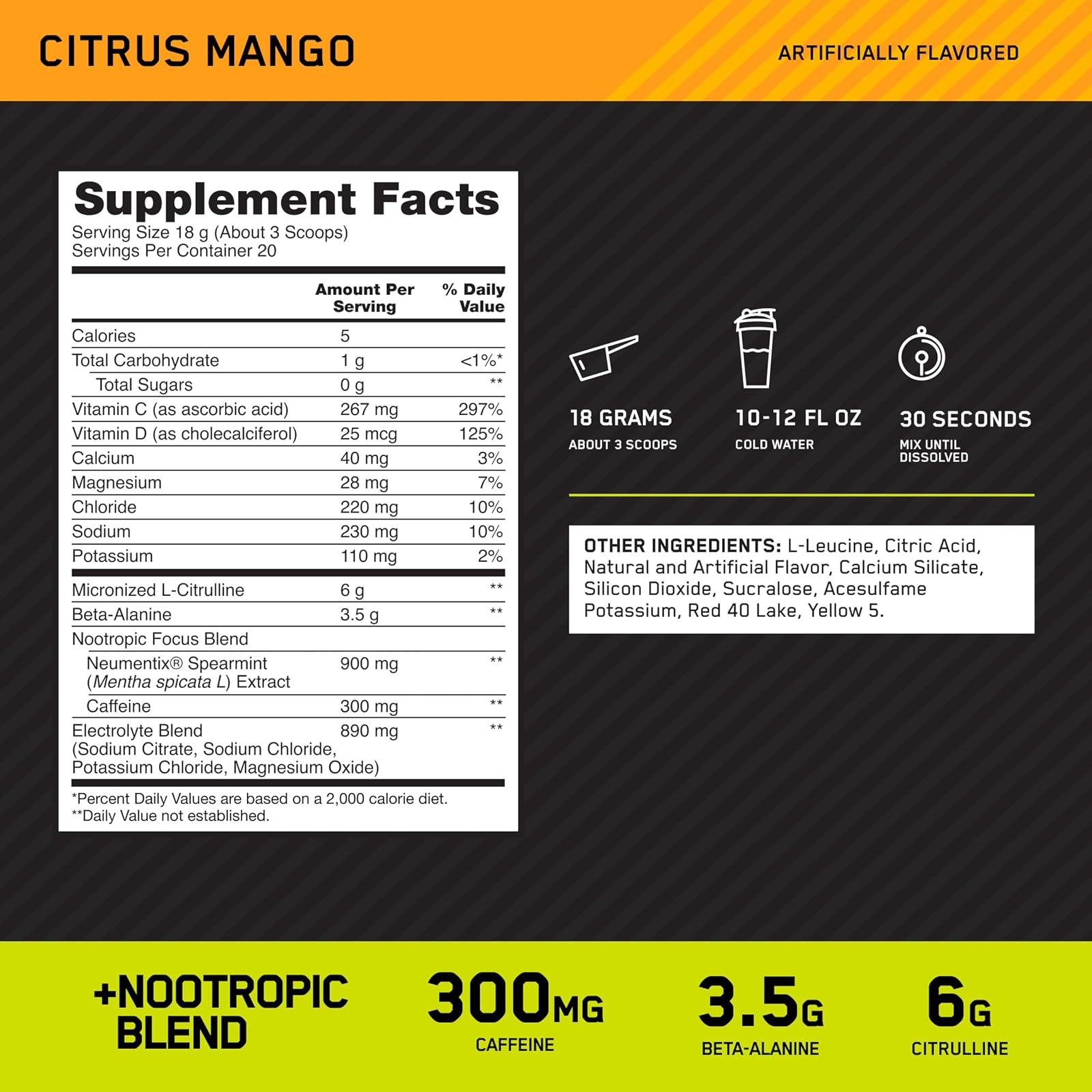 Pre-workout powder for enhanced performance