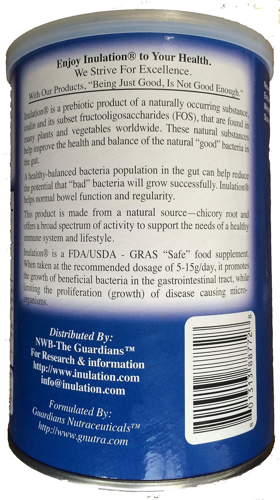 Prebiotic inulin powder for gut health