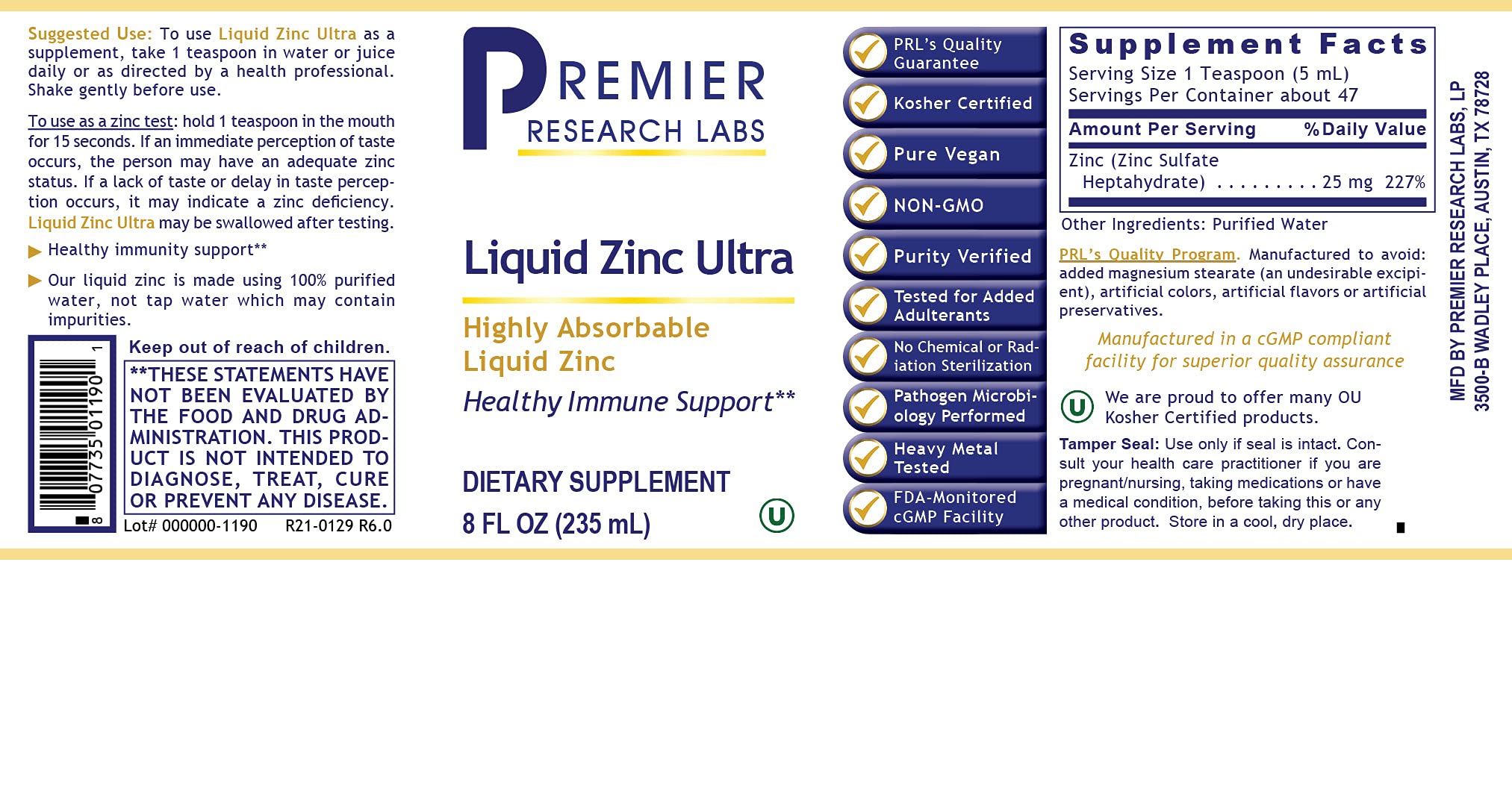 Premier Liquid Zinc benefits