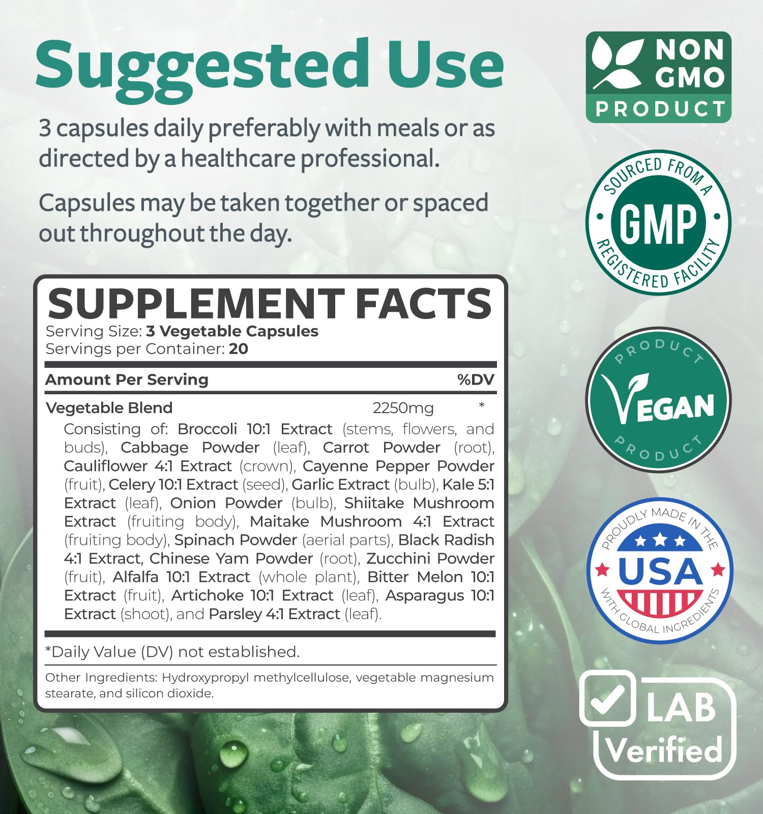 Premium alfalfa capsules for nutrition